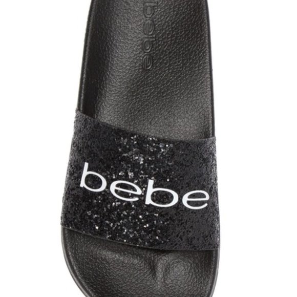 bebe | Shoes | Bebe New Glitter Black Slide Sandals 7 | Poshmark
